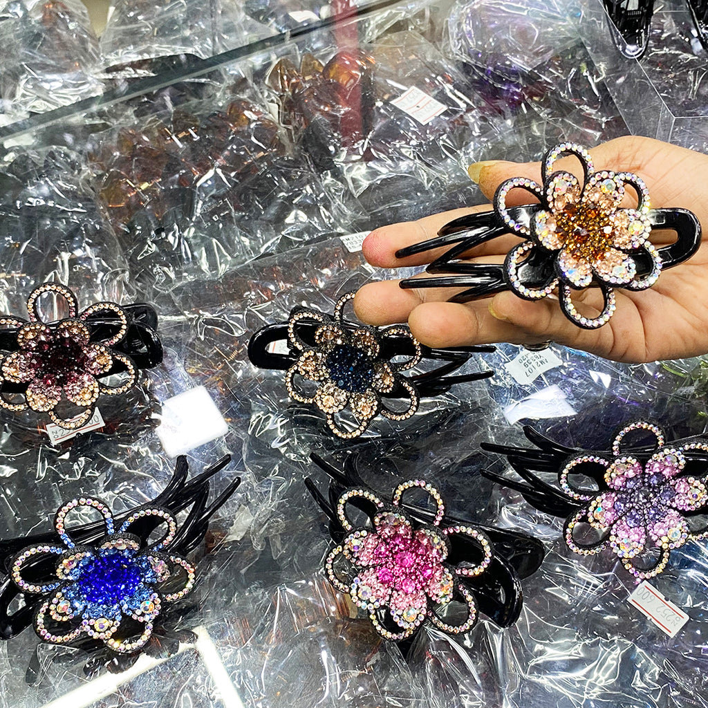 Adbeni Stone Flower Hair Clutcher Panja, Random Color 1Pc (Item Code ...